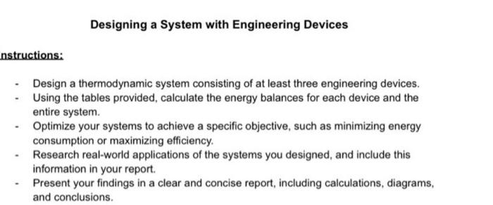 Solved Designing a System with Engineering Devices | Chegg.com