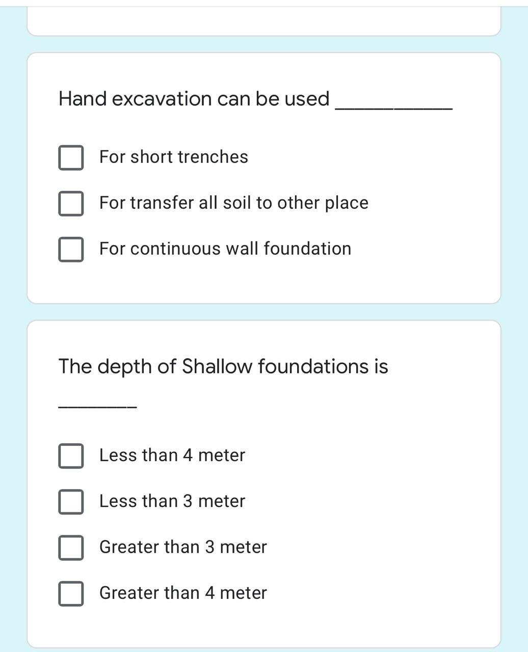 Solved Hand excavation can be used For short trenches For | Chegg.com
