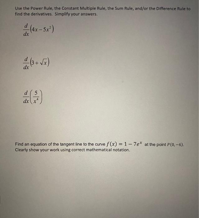 Solved Use The Power Rule The Constant Multiple Rule The