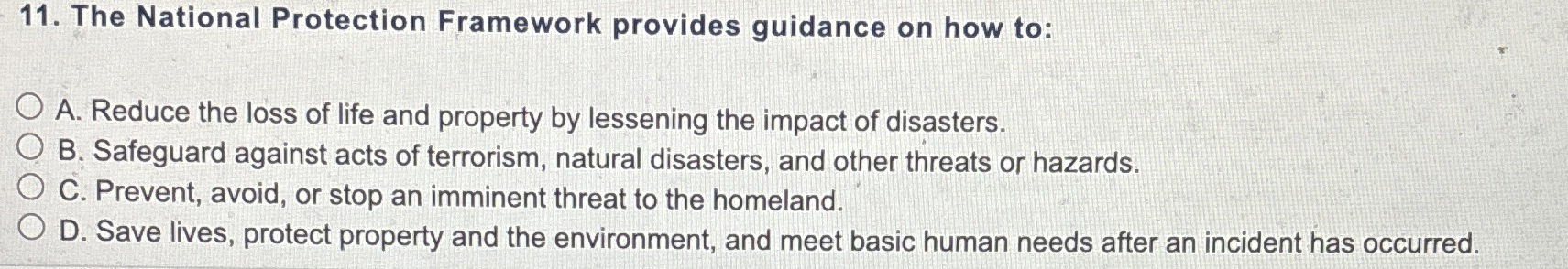 Solved The National Protection Framework provides guidance | Chegg.com