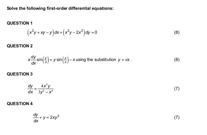 Solved Solve the following first-order differential | Chegg.com