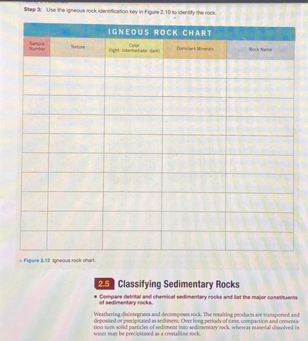 Solved Step 3: Use the igneous rock identification key in | Chegg.com