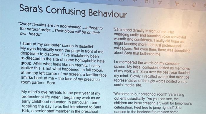 read the case study of sara confusing behavior Early | Chegg.com