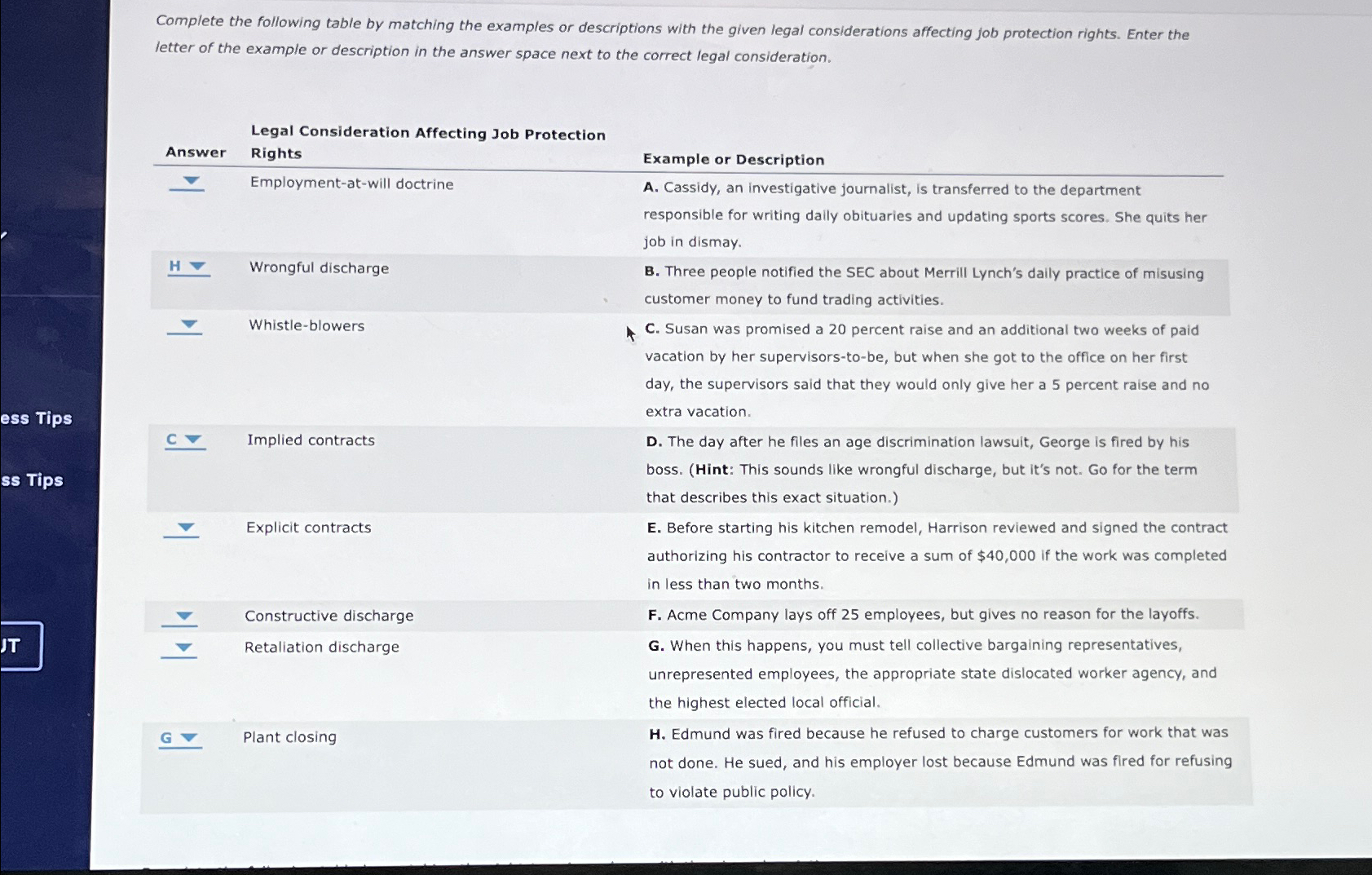 Solved Complete the following table by matching the examples | Chegg.com