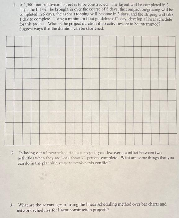 Solved 1. A 1,500 foot subdivision street is to be | Chegg.com