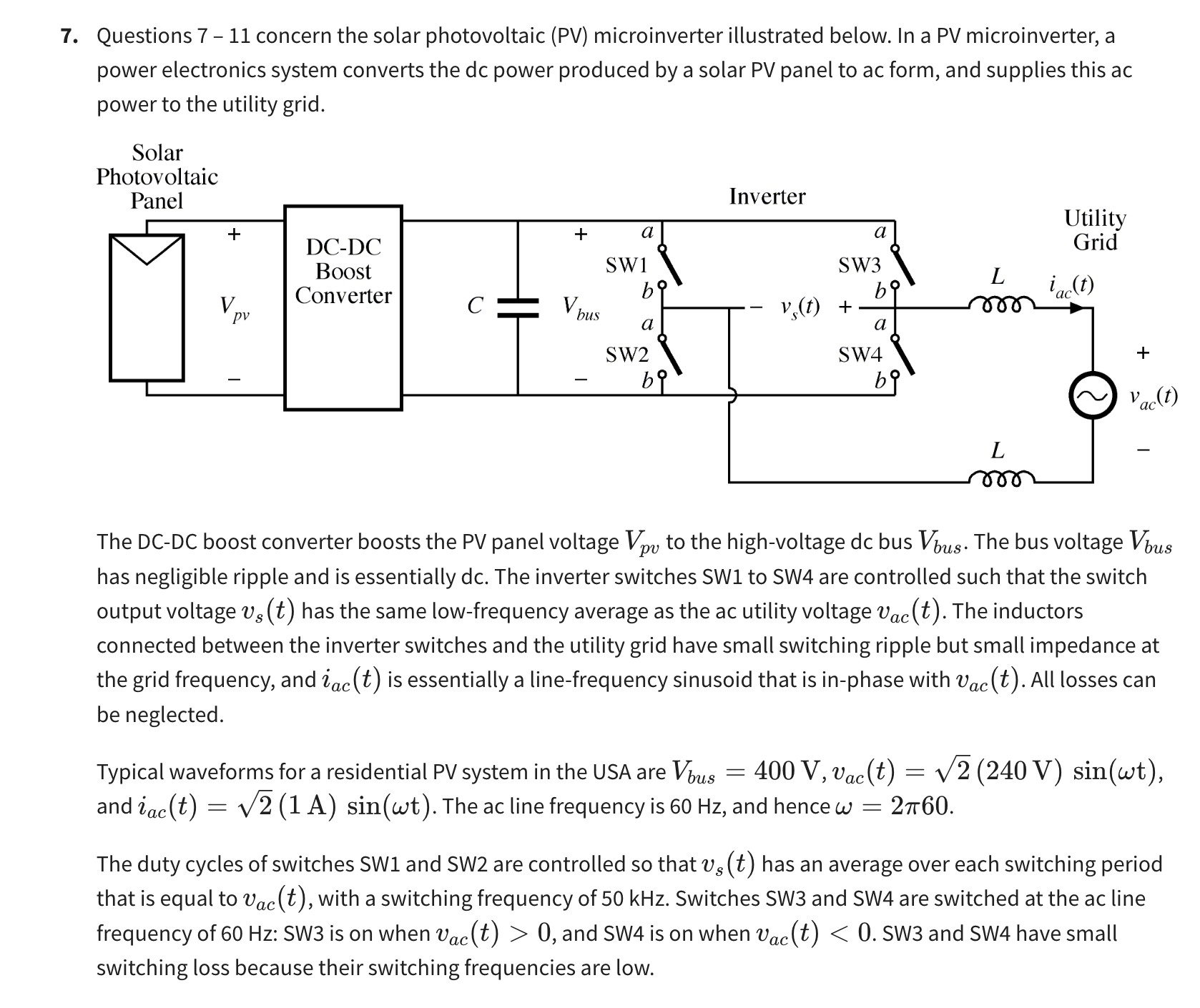 Solved Questions 7 - 11 ﻿concern the solar photovoltaic (PV) | Chegg.com