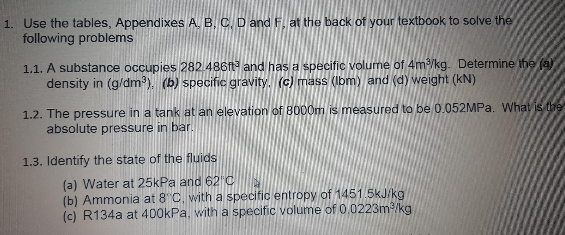 Solved 1. Use the tables, Appendixes A, B, C, D and F, at | Chegg.com