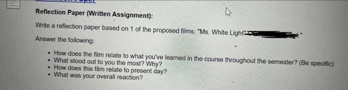 Solved Reflection Paper (Written Assignment): Write a | Chegg.com