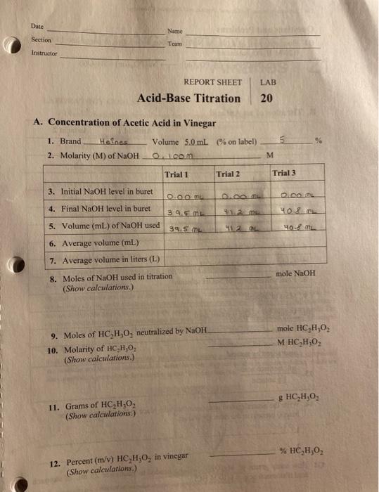 Solved Date Name Section Team Instructor LAB REPORT SHEET | Chegg.com