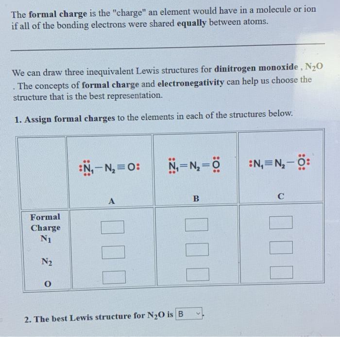 Solved The formal charge is the "charge" an element would | Chegg.com