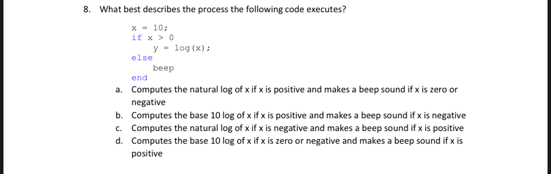 Solved What best describes the process the following code | Chegg.com
