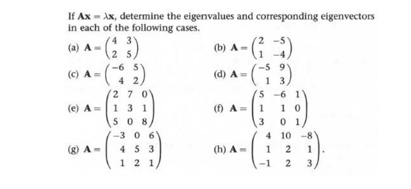 Solved If Ax=λx, determine the eigenvalues and corresponding | Chegg.com