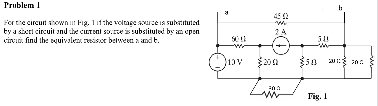 Solved Problem 1For the circuit shown in Fig. 1 ﻿if the | Chegg.com