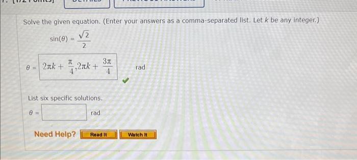 Solved Solve the given equation. (Enter your answers as a | Chegg.com