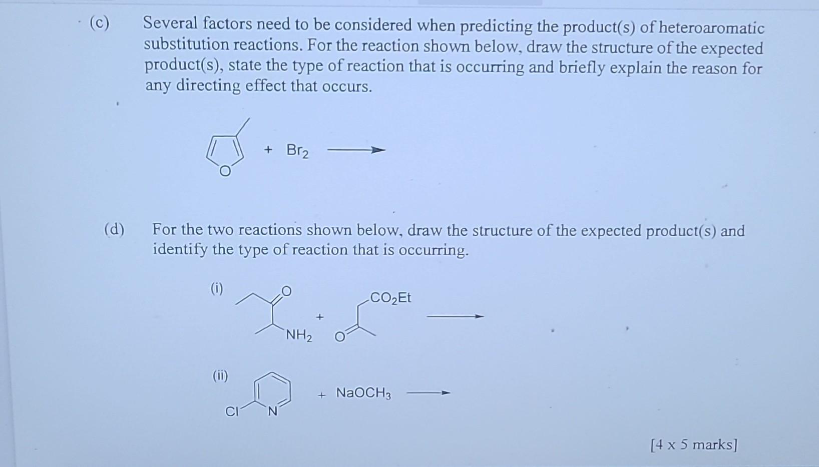 d) For the two reactions shown below, draw the | Chegg.com