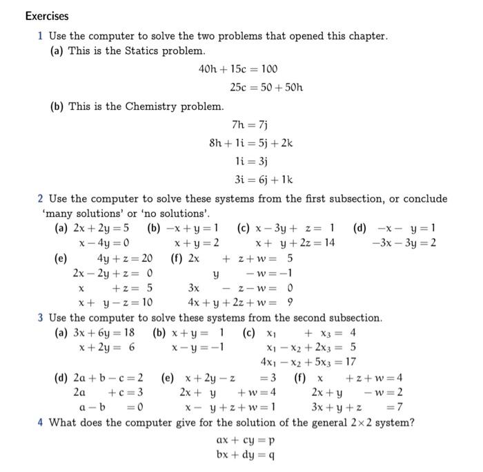 Solved 1 Use the computer to solve the two problems that | Chegg.com