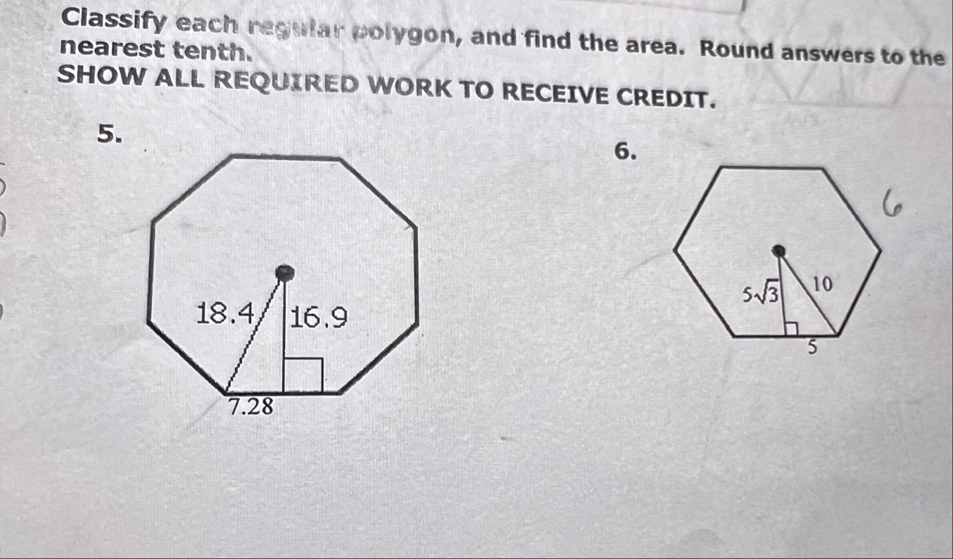 Solved Classify each regular polygon, and find the area. | Chegg.com