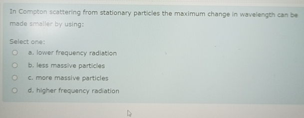 Solved In Compton scattering from stationary particles the | Chegg.com