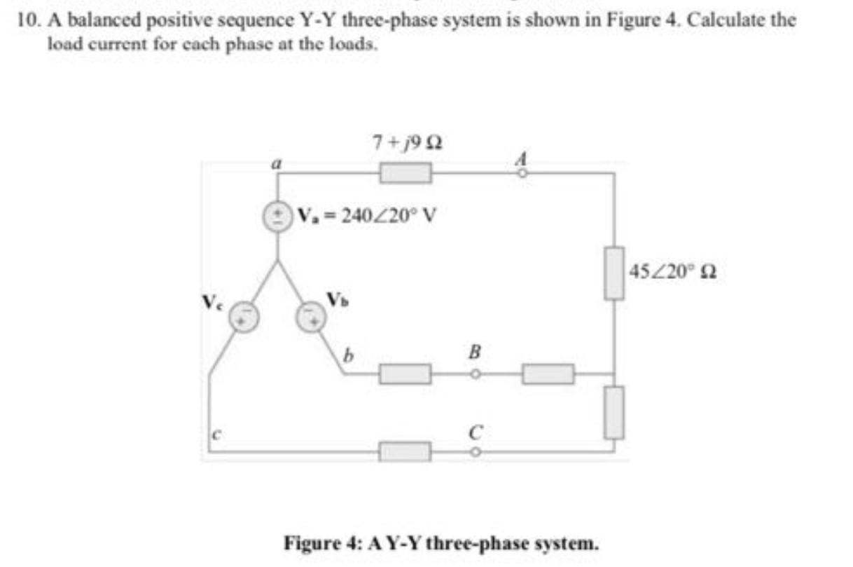 Solved help A balanced positive sequence Y-Y ﻿three-phase | Chegg.com