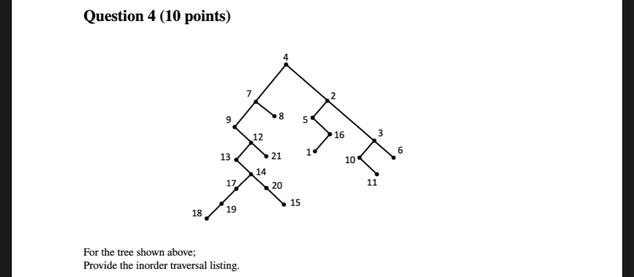 Solved Question 4 (10 points)For the tree shown | Chegg.com Solved Question 4 (10 points)For the tree shown | Chegg.com