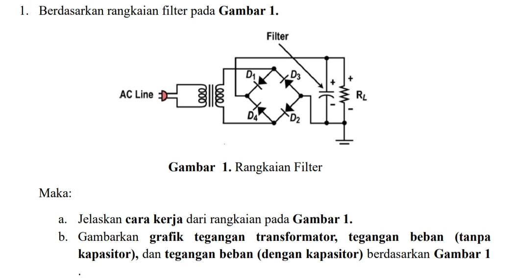 Solved Berdasarkan rangkaian filter pada Gambar 1.Gambar 1. | Chegg.com