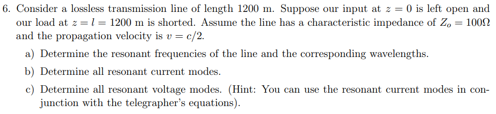 Solved Consider a lossless transmission line of length | Chegg.com