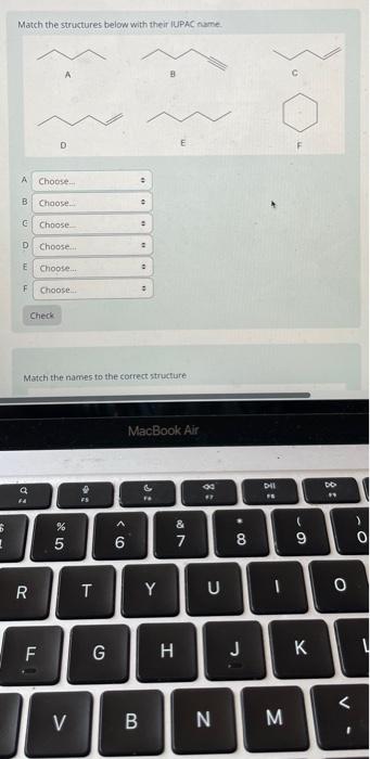 Solved Match the structures below with their IUPAC nume. A B | Chegg.com