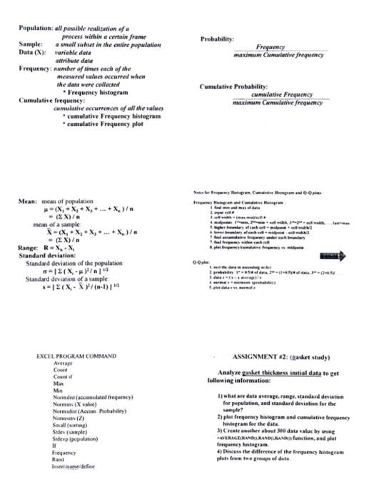 Population: all possible realization of amean of | Chegg.com