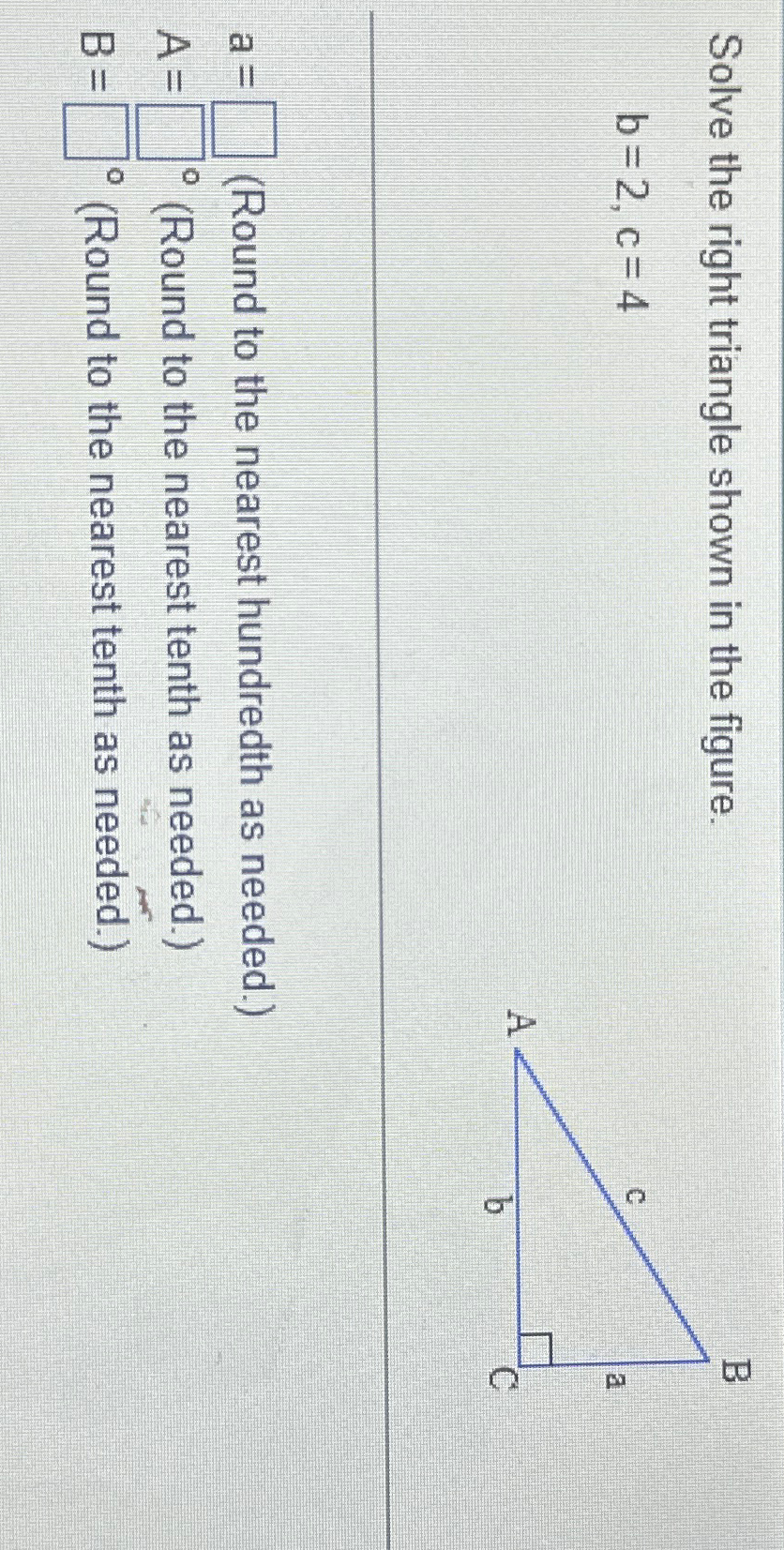 Solved Solve the right triangle shown in the | Chegg.com
