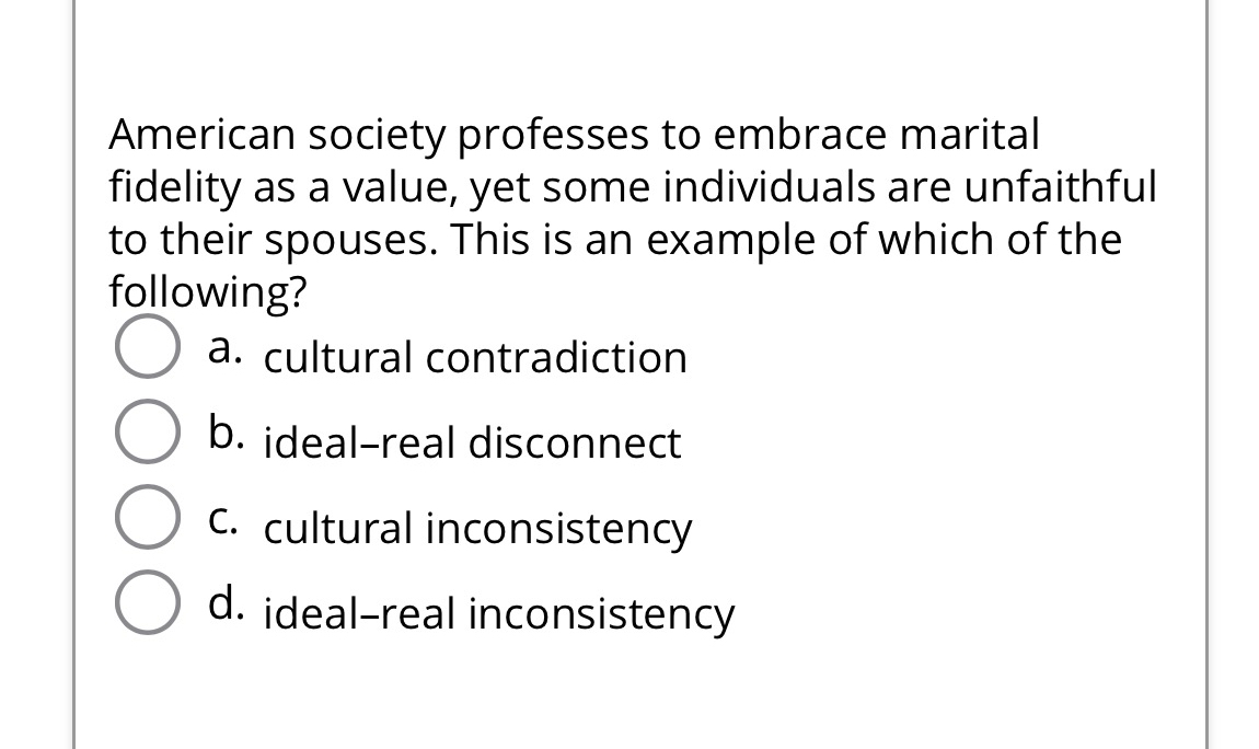 Solved American society professes to embrace marital | Chegg.com