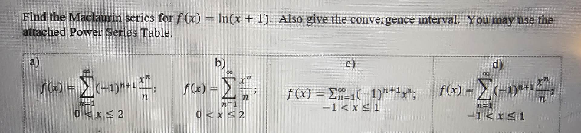 Solved Find the Maclaurin series for f(x)=ln(x+1). ﻿Also | Chegg.com