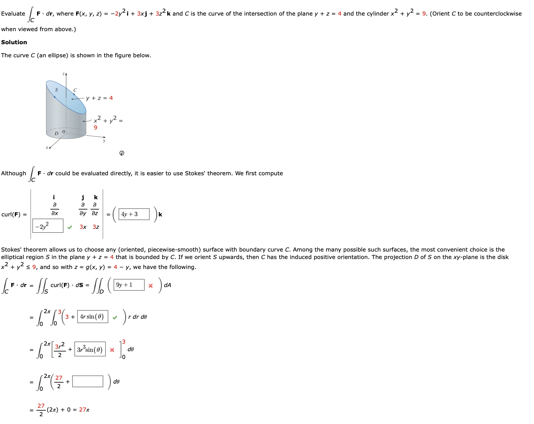 Solved Evaluate ∫C﻿F*dr, ﻿where F(x,y,z)=-2y2i+3xj+3z2k ﻿and | Chegg.com