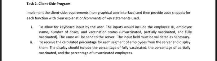 Solved Task 2. Client-Side Program Implement the client-side | Chegg.com