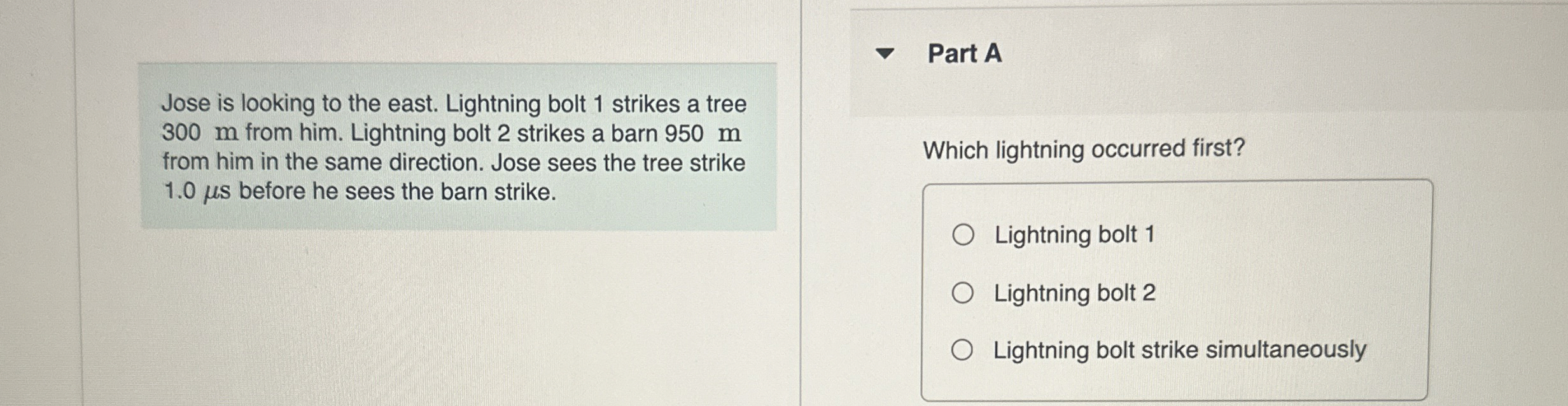Solved Jose is looking to the east. Lightning bolt 1 | Chegg.com