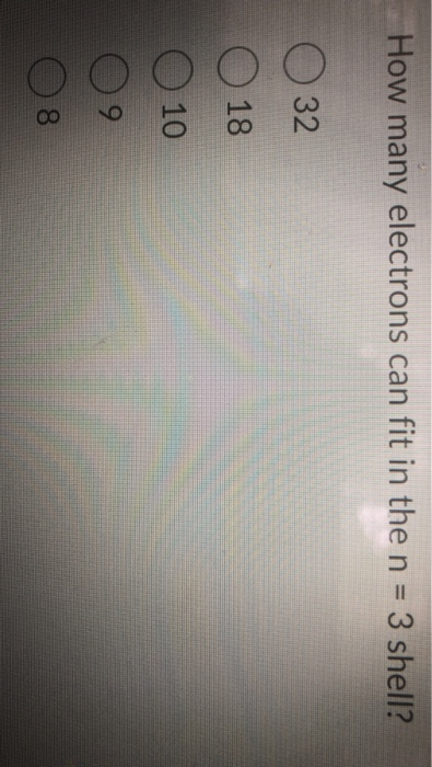 Solved How many electrons can fit in the n = 3 shell? 032 O | Chegg.com