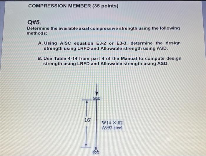 Solved Q\#5. Determine the available axial compressive | Chegg.com