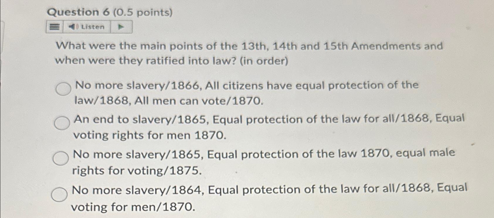 Solved Question 6 (0.5 points)ListenWhat were the main | Chegg.com Solved Question 6 (0.5 points)ListenWhat were the main | Chegg.com