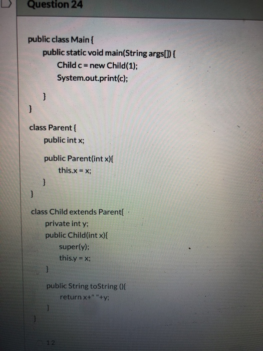 Solved Question 24 public class Main public static void | Chegg.com