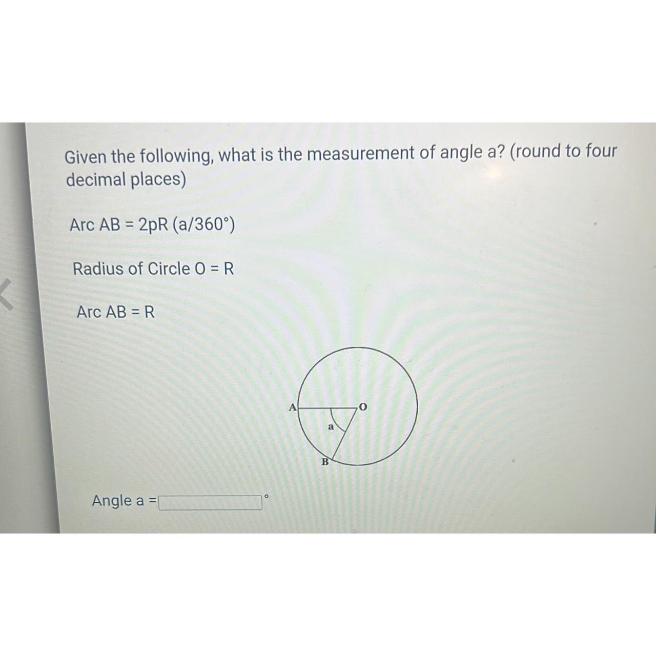 Solved given the following what is the measurement of angle | Chegg.com
