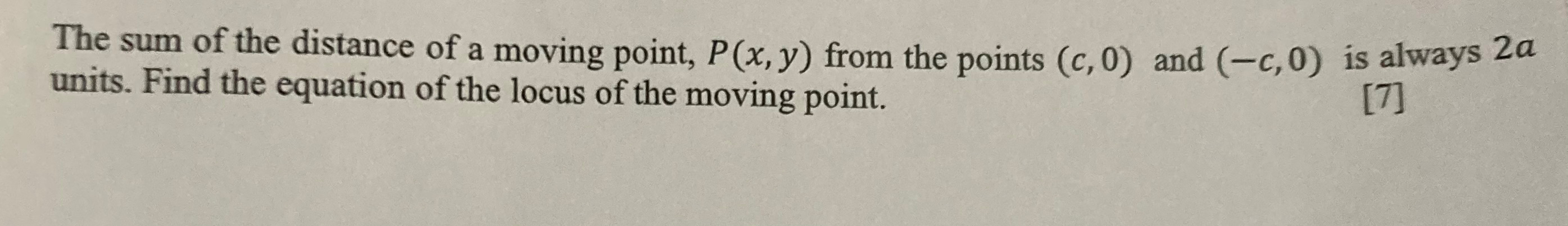 Solved The sum of the distance of a moving point, P(x,y) | Chegg.com