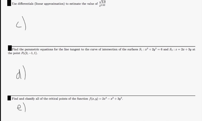 Solved Use differentials (linear approximation) to estimate | Chegg.com