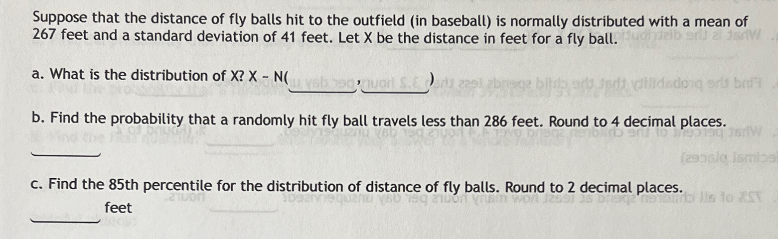Solved Suppose that the distance of fly balls hit to the | Chegg.com