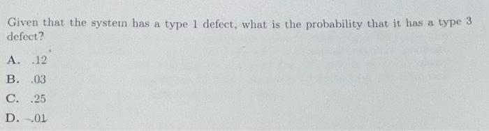 Solved A certain system can experience three different types | Chegg.com