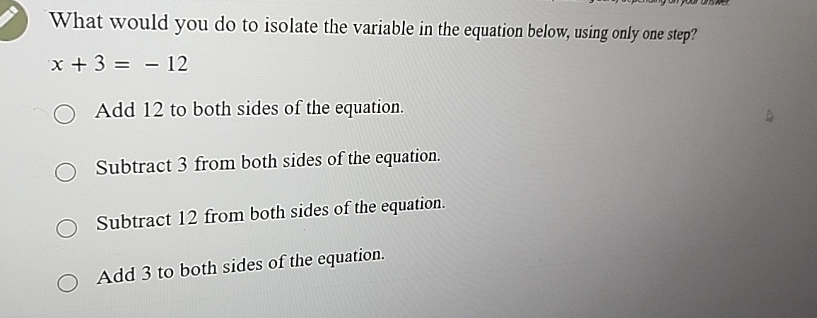 Solved What would you do to isolate the variable in the | Chegg.com