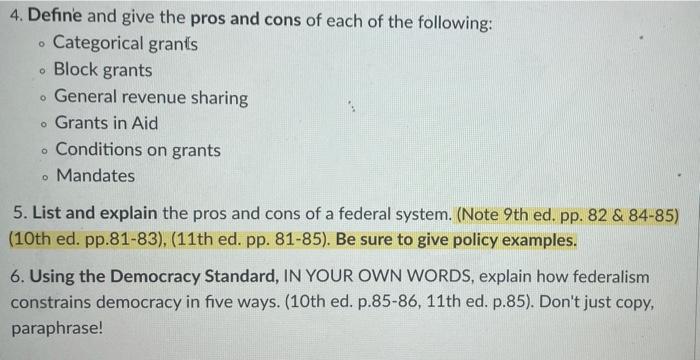 Solved 4. Define and give the pros and cons of each of the | Chegg.com