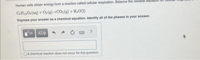 Solved C6H12O6(aq)+O2( g)→CO2( g)+H2O(l) Express your answer | Chegg.com