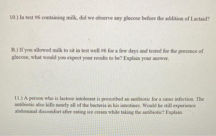 Solved Lactase Experiment This experiment we will test the | Chegg.com