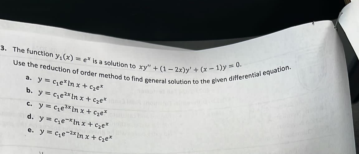 Solved The function y1(x)=ex ﻿is a solution to | Chegg.com