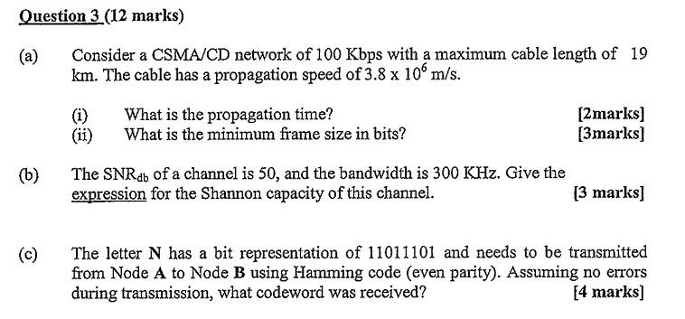 Solved (a) Consider a CSMA/CD network of 100Kbps with a | Chegg.com