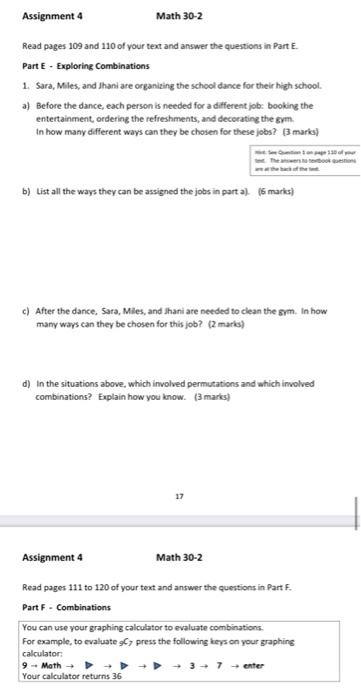 Solved Assignment 4 Math 30-2 Use Example 3 on pages 102 and | Chegg.com